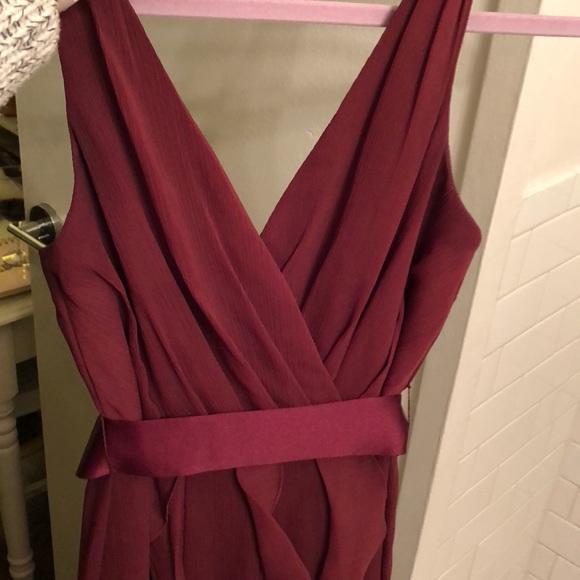 Vera Wang | Dresses | Vneck Wrapped Bodice Dress With Satin Belt | Poshmark